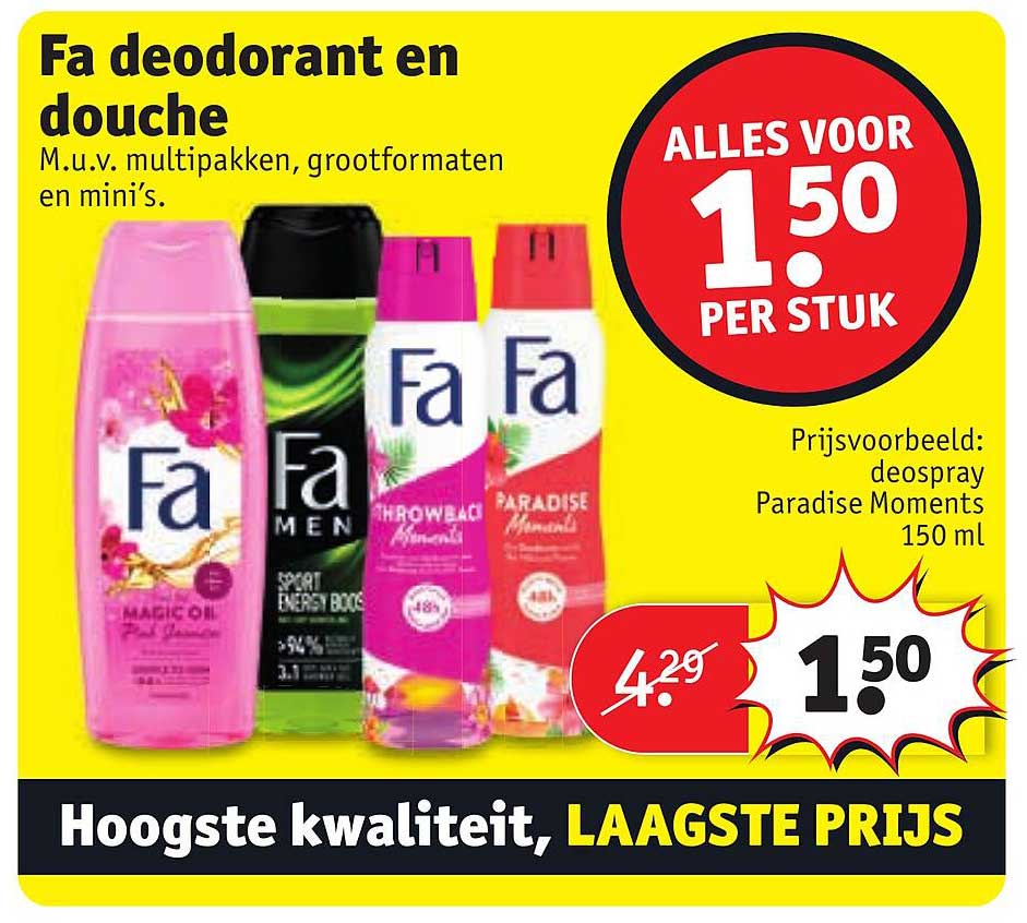 Fa Deodorant En Douche aanbieding bij Kruidvat