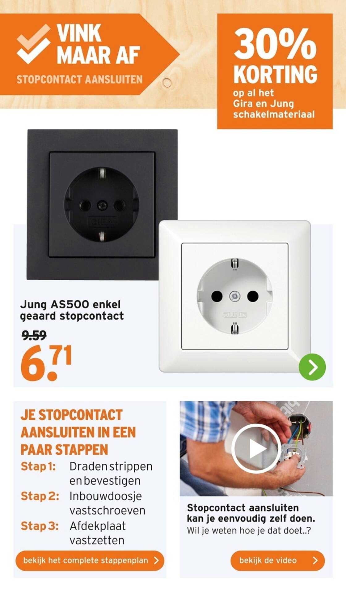 Jung As500 Enkel Geaard Stopcontact aanbieding bij GAMMA