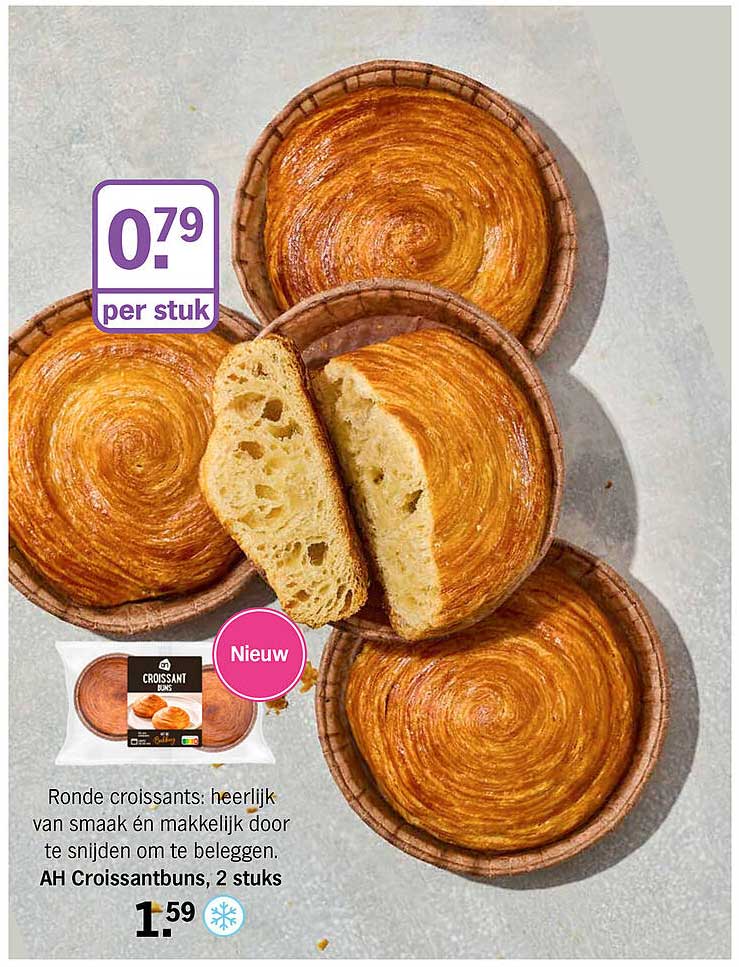 Ah Croissantbuns, 2 Stuks Aanbieding bij Albert Heijn - FolderFeest.nl