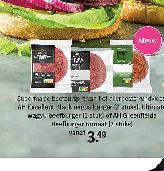 Ah Excellent Black Angus Burger (2 Stuks), Ultimate Wagyu Beefburger (1 ...