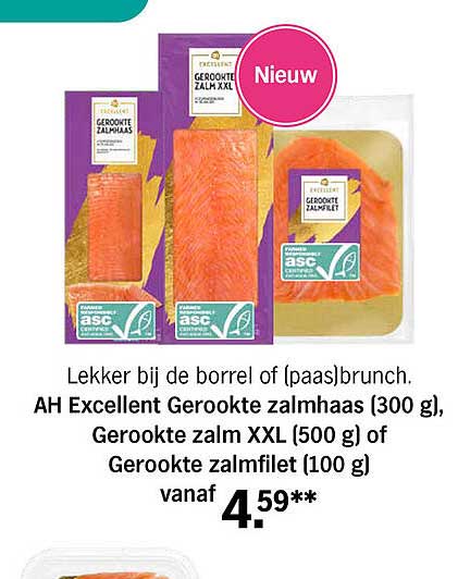 Ah Excellent Gerookte Zalmhaas (300 G), Gerookte Zalm Xxl (500 G) Of ...