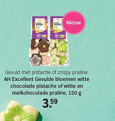 Ah Excellent Gevulde Bloemen Witte Chocolade Pistache Of Witte En ...