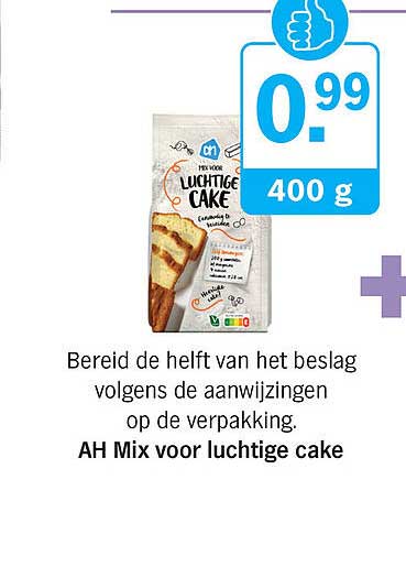 Ah Mix Voor Luchtige Cake aanbieding bij Albert Heijn