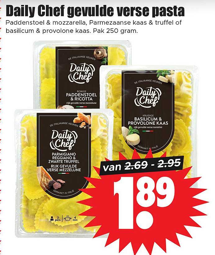 Daily Chef Gevulde Verse Pasta Aanbieding bij Dirk - FolderFeest.nl