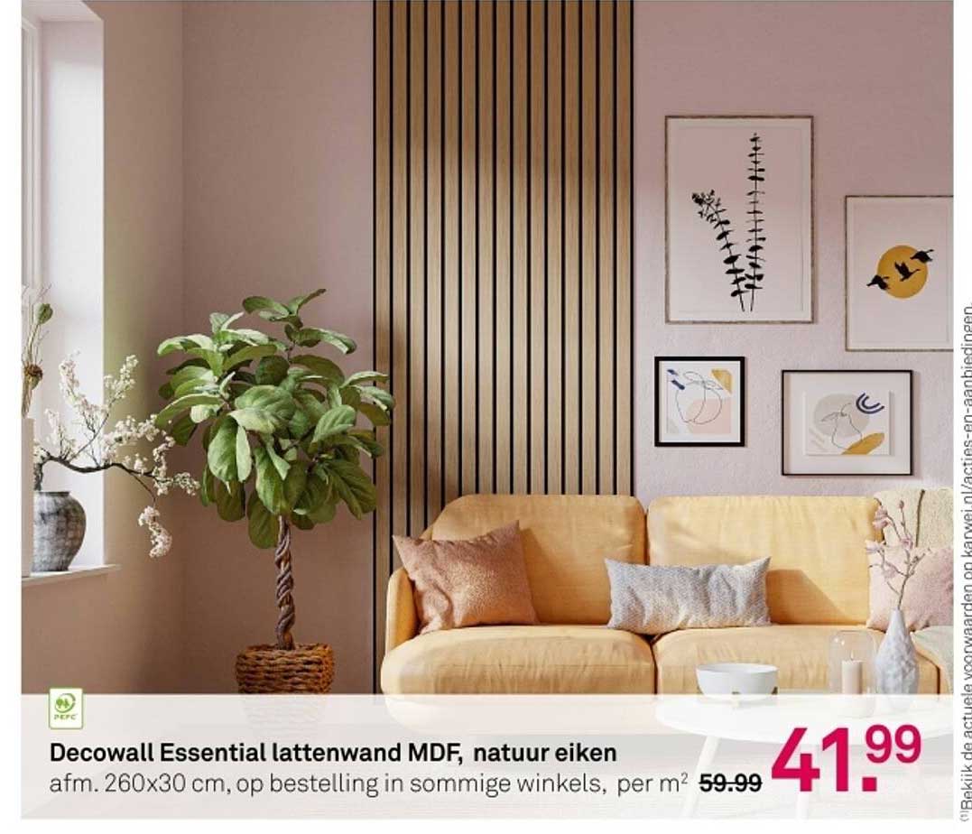 Decowall Essential Lattenwand Mdf, Natuur Eiken aanbieding bij Karwei