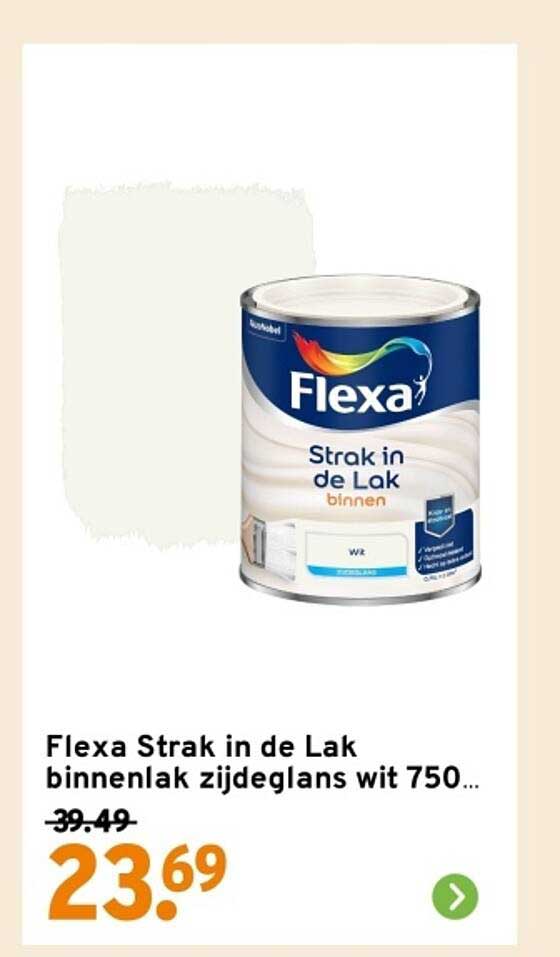 Flexa Strak In De Lak Binnenlak Zijdeglans Wit 750 Ml aanbieding bij GAMMA