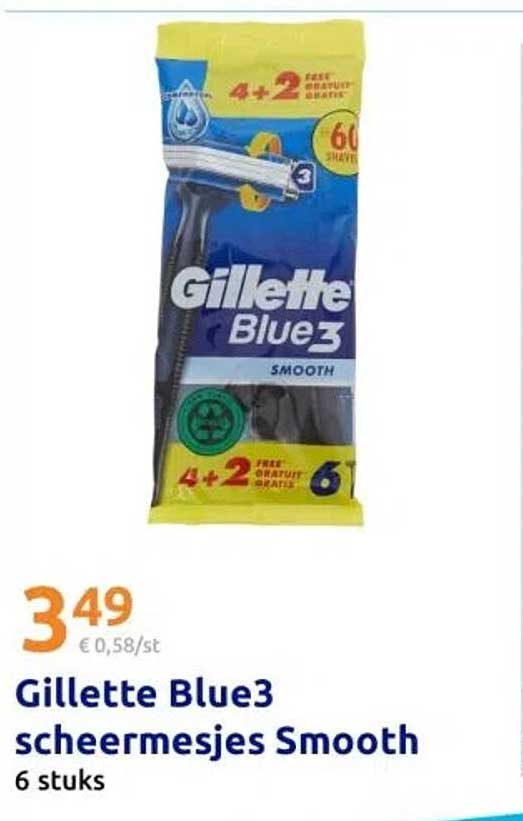 Gillette Blue3 Scheermesjes Smooth - 6 Stuks aanbieding bij Action