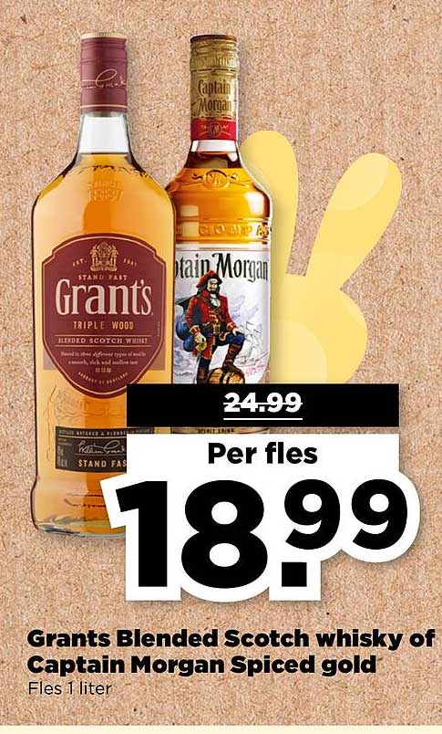 Grants Blended Scotch Whisky Of Captain Morgan Spiced Gold aanbieding ...