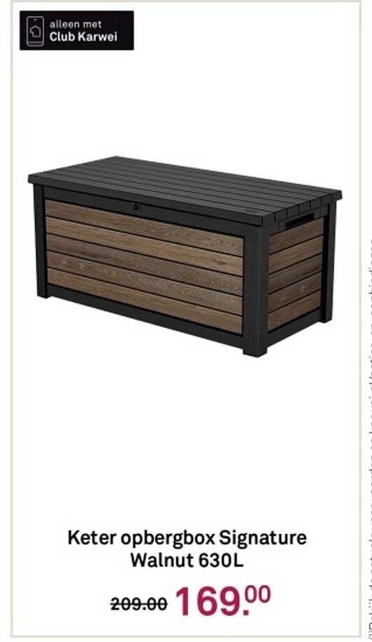 Keter Opbergbox Signature Walnut 630L aanbieding bij Karwei