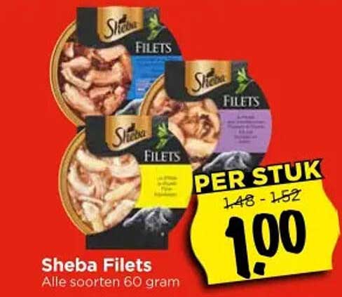 Sheba Filets Alle Soorten 60 Gram aanbieding bij Vomar