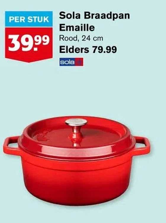 Sola Braadpan Emaille aanbieding bij Hoogvliet