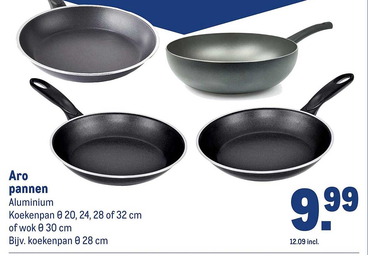 Aro Pannen Aluminium Koekenpan Ø 20, 24, 28 Of 32 Cm Of Wok Ø 30 Cm ...
