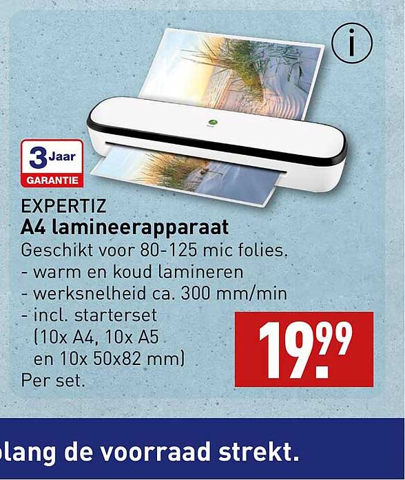 Expertiz A4 Laminaire Apparaat Aanbieding bij ALDI - FolderFeest.nl