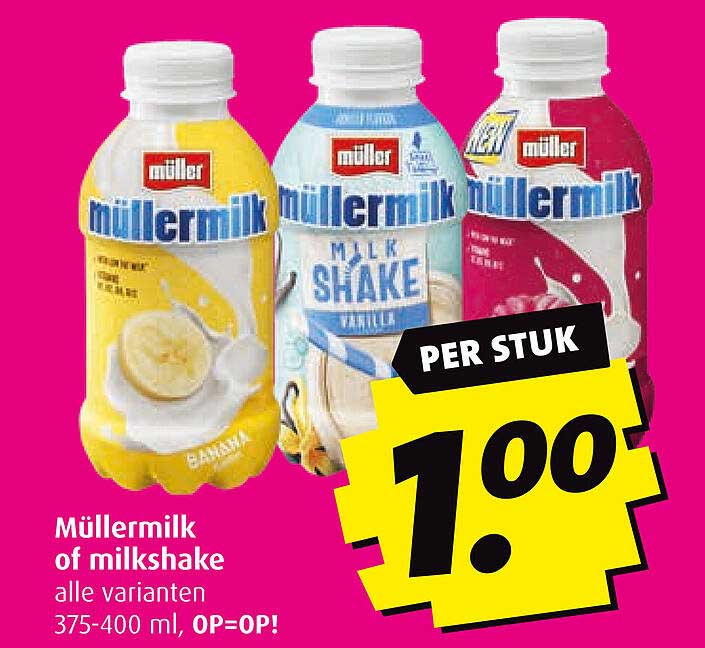 Müllermilk Of Milkshake aanbieding bij Boni