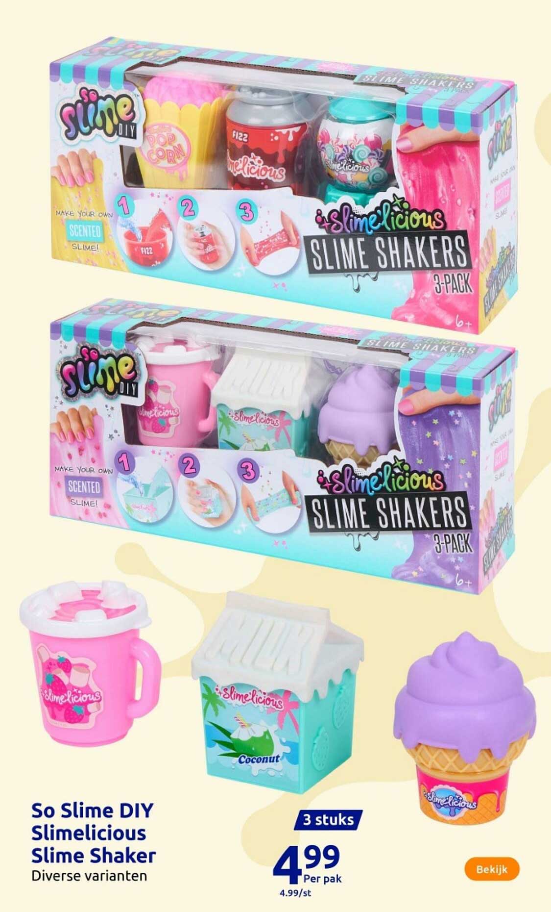So Slime Diy Slimelicious Slime Shaker 3-Pack Aanbieding bij Action ...