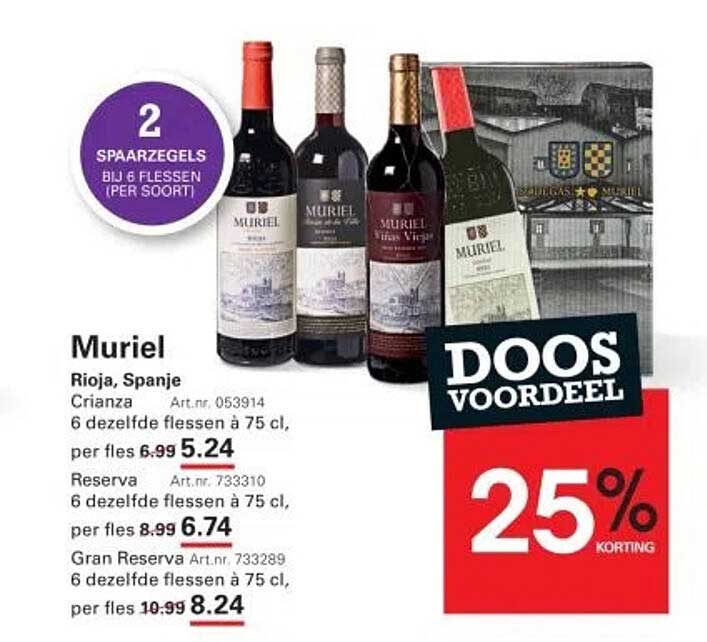Muriel Crianza 6 Dezelfde Flessen À 75 Cl Aanbieding bij Sligro ...