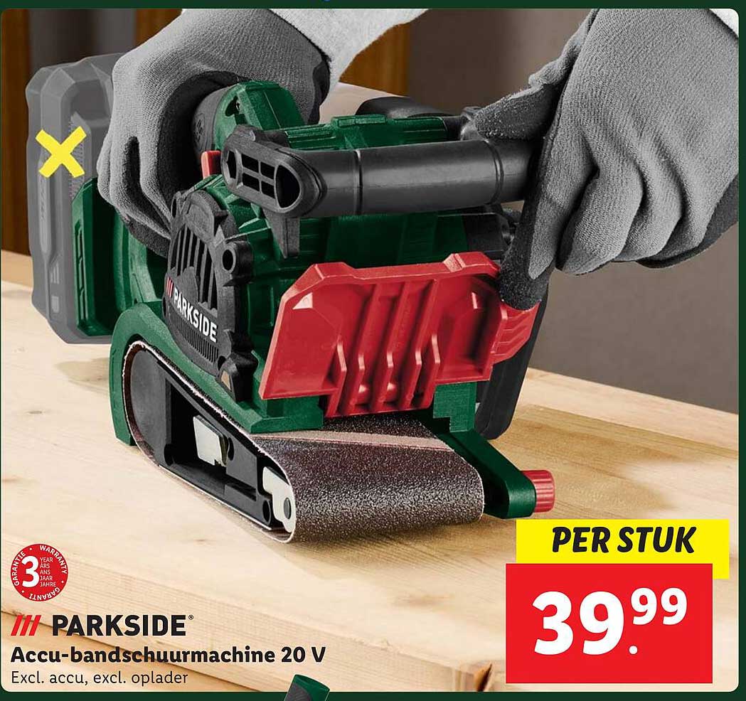 Parkside Accu-Bandschuurmachine 20 V aanbieding bij Lidl