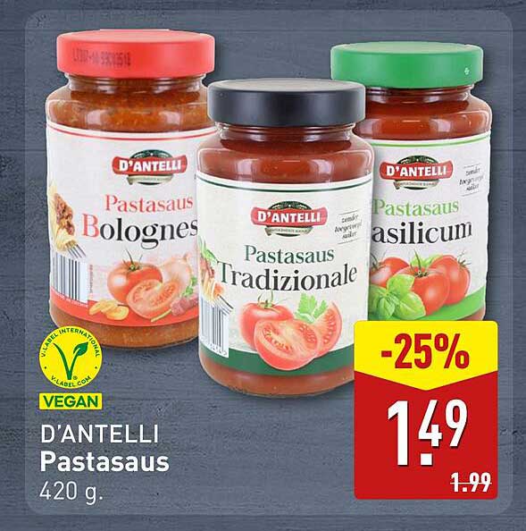 D'antelli Pastasaus aanbieding bij ALDI
