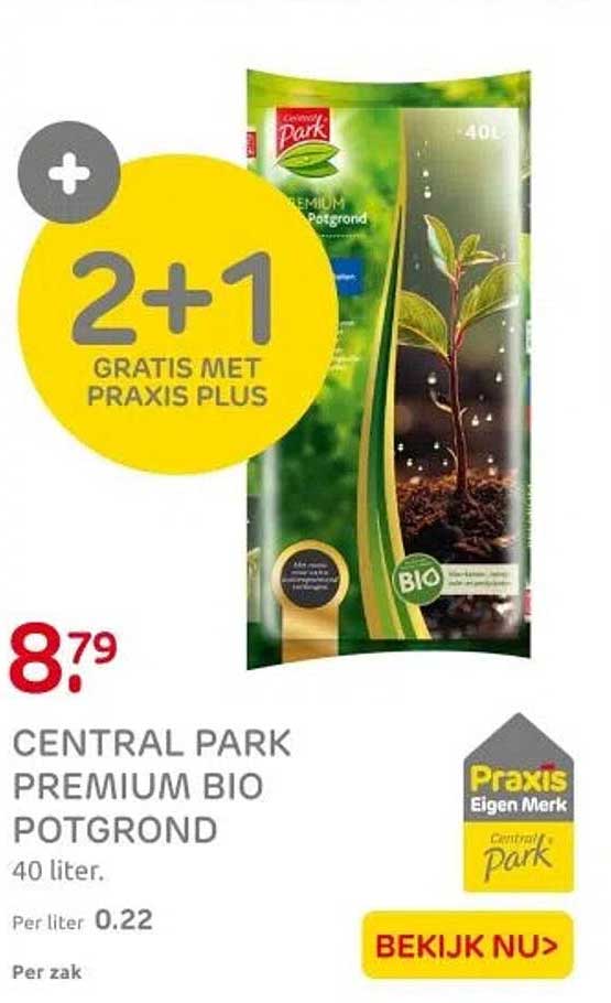 Central Park Premium Bio Potgrond 40 Liter. aanbieding bij Praxis