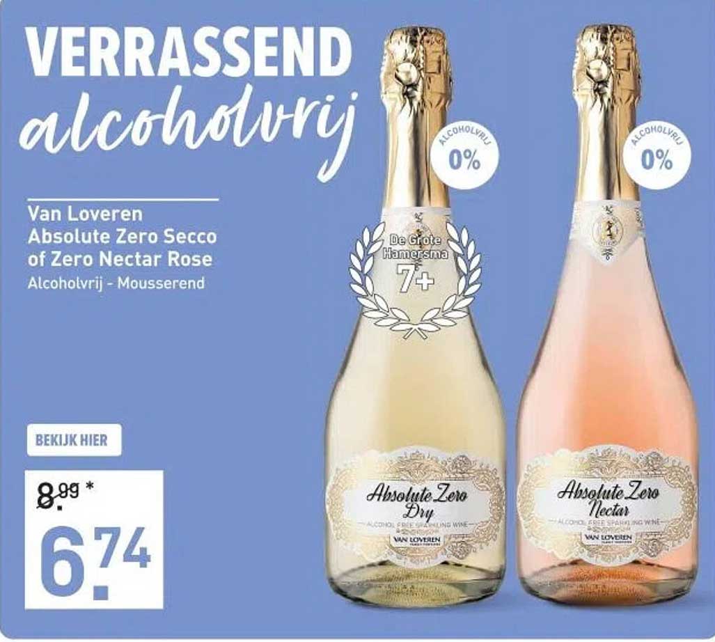 Van Loveren Absolute Zero Secco Of Zero Nectar Rose aanbieding bij Gall ...