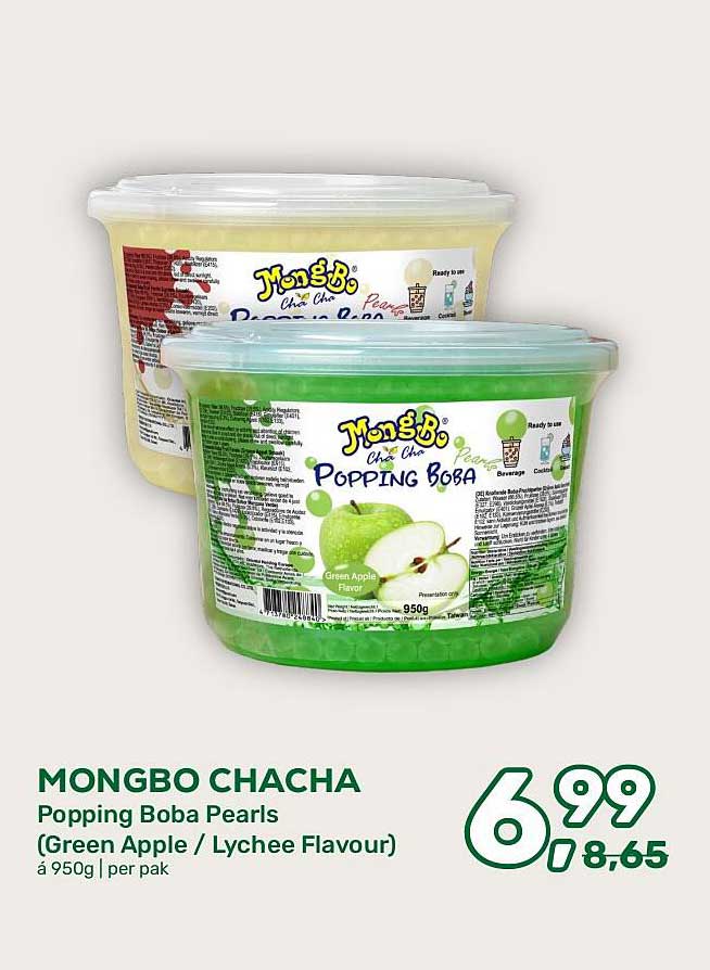 Mongbo Chacha Popping Boba Pearls (Green Apple / Lychee Flavour) Á 950G ...