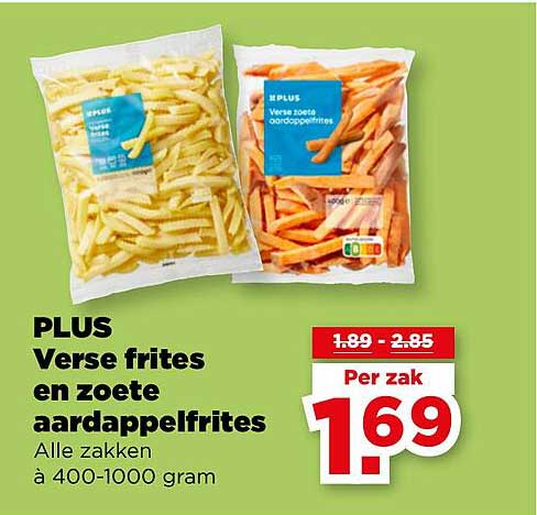 Plus Verse Frites En Zoete Aardappelfrites Aanbieding bij PLUS ...
