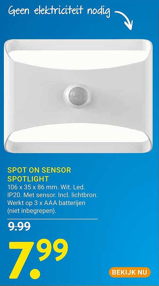 Spot On Sensor Spotlight Aanbieding bij KlusWijs - FolderFeest.nl