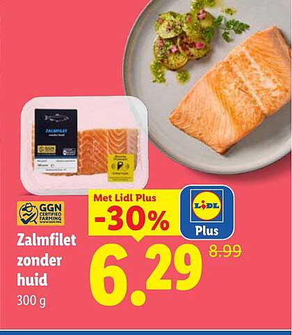Zalmfilet Zonder Huid 300 G Met Lidl Plus -30% Aanbieding bij Lidl ...