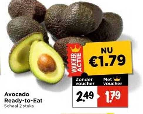 Avocado Ready-To-Eat Schaal 2 Stuks Aanbieding bij Vomar - FolderFeest.nl