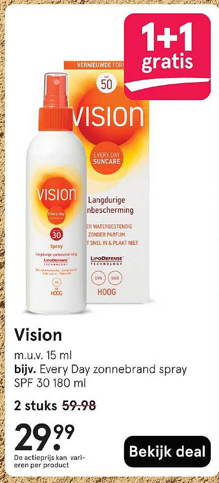 Vision Every Day Zonnebrand Spray Spf 30 180 Ml Aanbieding bij Etos ...