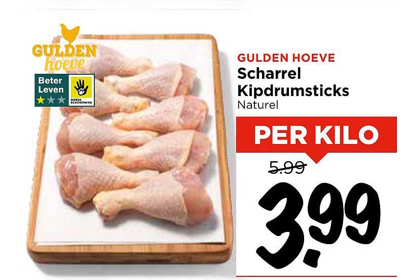 Guldens Hoeve Scharrel Kipdrumsticks Naturel Aanbieding bij Vomar ...