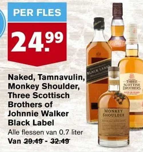 Naked, Tamnavulin, Monkey Shoulder, Three Scottish Brothers Of Johnnie Walker Black Label ...