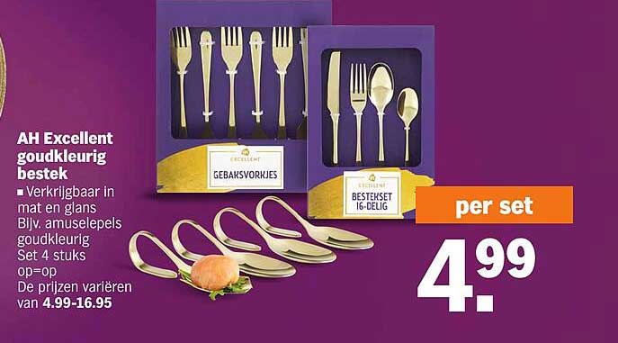 Ah Excellent Goudkleurig Bestek aanbieding bij Albert Heijn