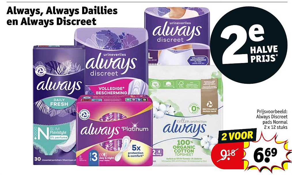 Always, Always Daillies En Always Discreet Aanbieding bij Kruidvat ...