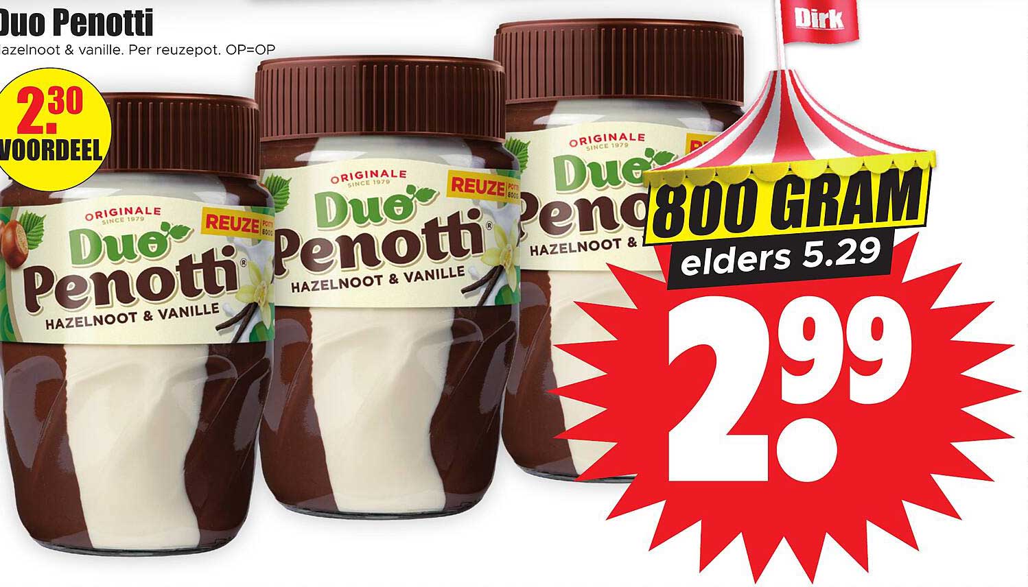 Duo Penotti Hazelnoot & Vanille aanbieding bij Dirk