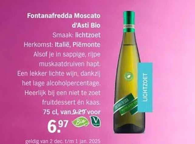 Fontanafredda Moscato D'asti Bio aanbieding bij Albert Heijn