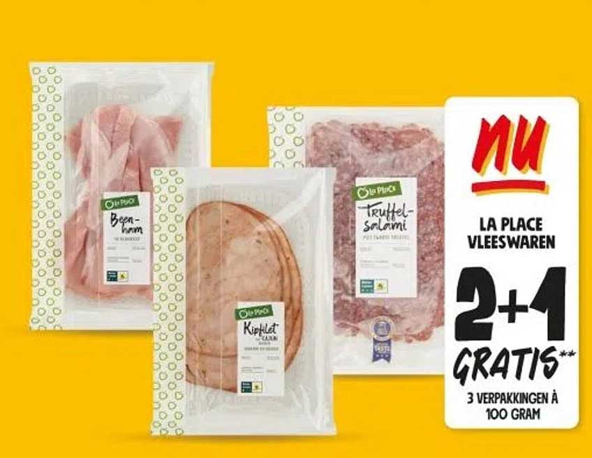 La Place Vleeswaren 2+1 Gratis aanbieding bij Jumbo