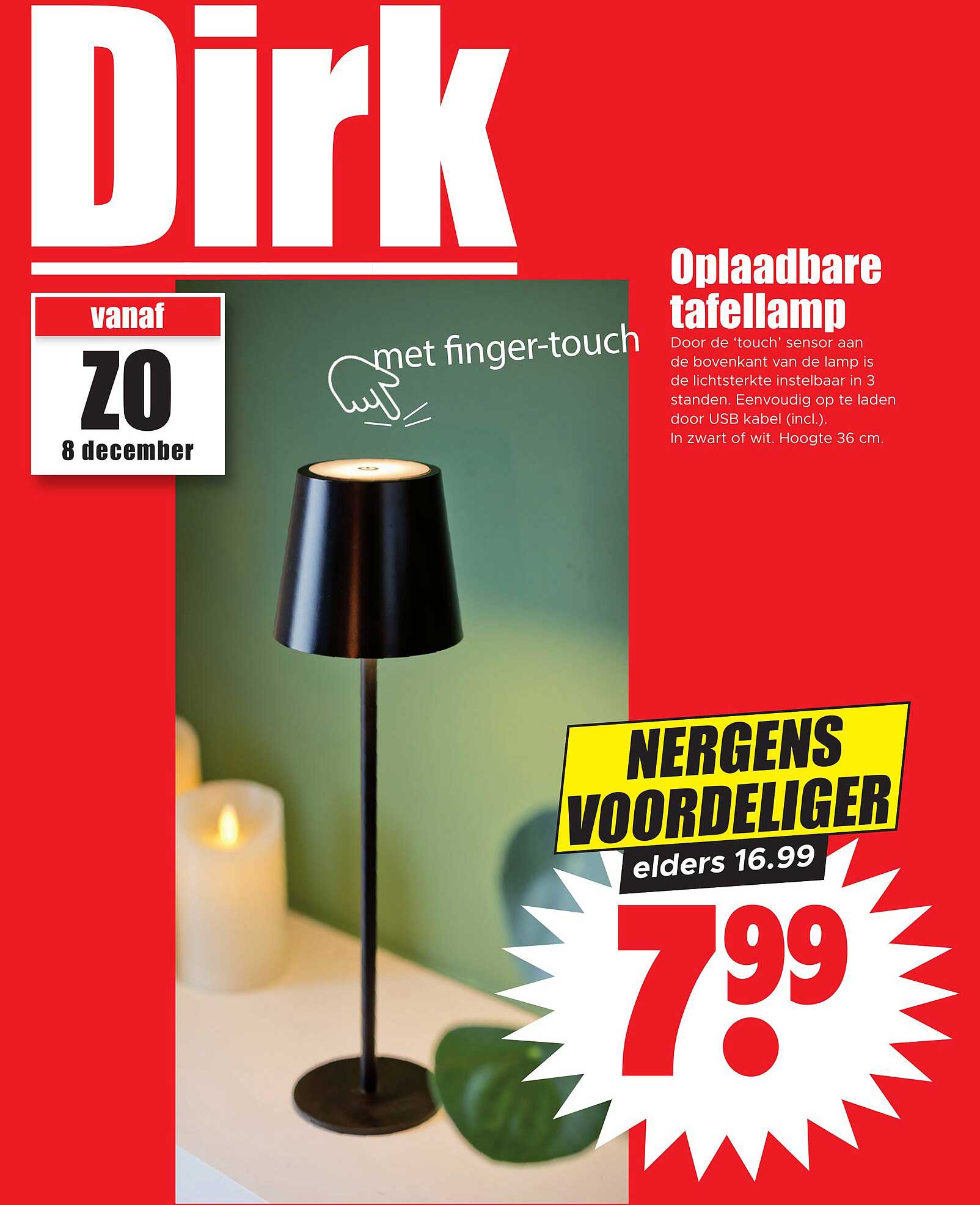 Oplaadbare Tafellamp Aanbieding bij Dirk - FolderFeest.nl