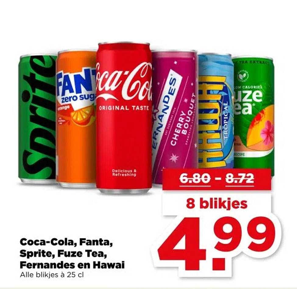 Coca-Cola, Fanta, Sprite, Fuze Tea, Fernandes En Hawai Aanbieding bij ...