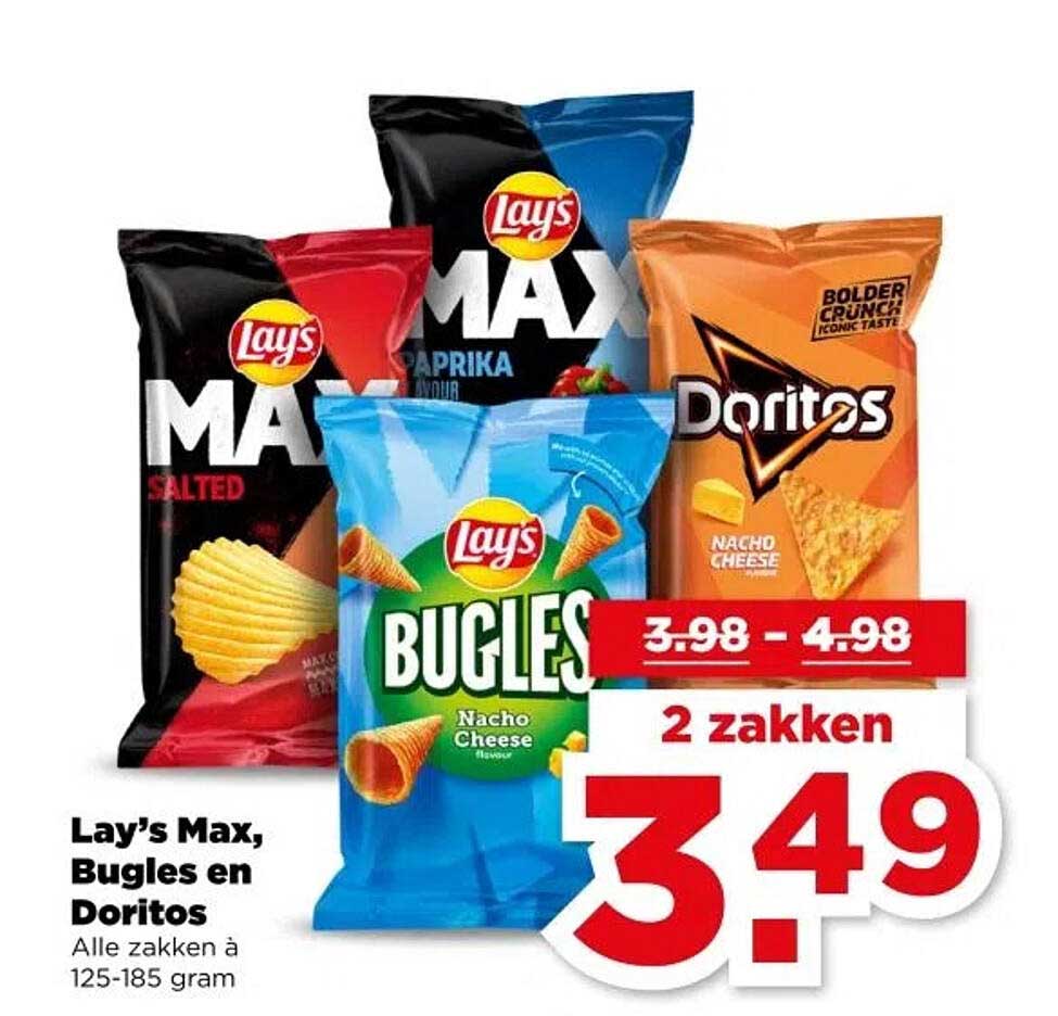 Lay's Max, Bugles En Doritos Aanbieding bij PLUS - FolderFeest.nl