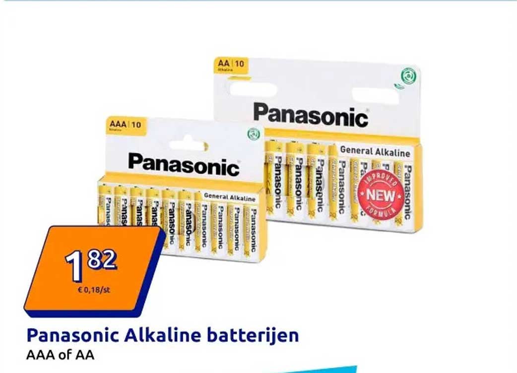 Panasonic Alkaline Batterijen Aaa Of Aa Aanbieding bij Action ...