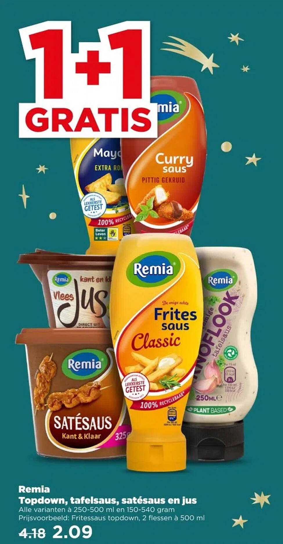 Remia Topdown, Tafelsaus, Satésaus En Jus Aanbieding bij PLUS ...