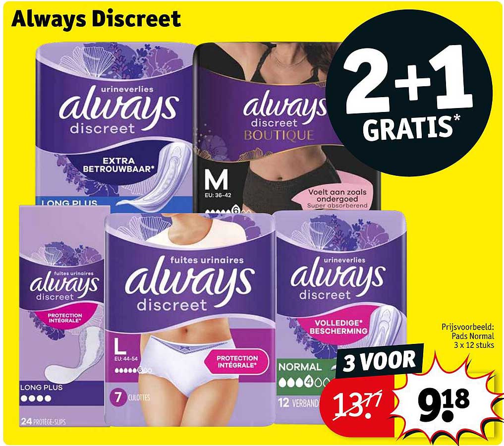 Always Discreet aanbieding bij Kruidvat