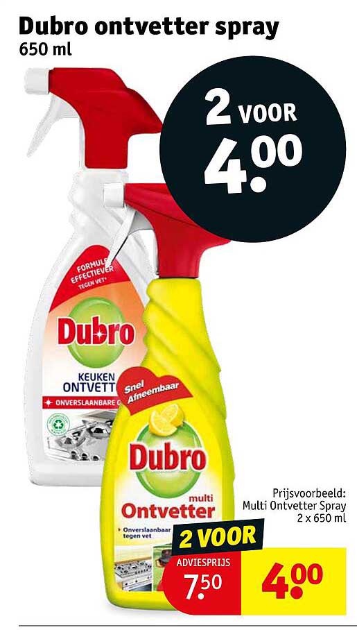 Dubro Ontvetter Spray aanbieding bij Kruidvat
