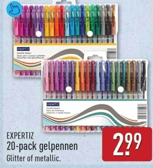 Expertiz 20-Pack Gelpennen Aanbieding bij ALDI - FolderFeest.nl