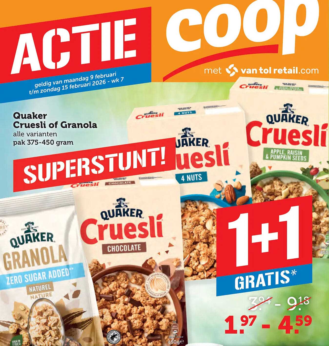Quaker Cruesli Of Granola Alle Varianten Pak 375-450 Gram Aanbieding ...