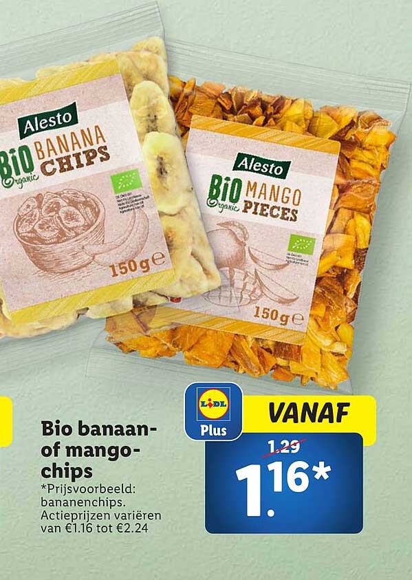 Bio Banaan- Of Mango-Chips Aanbieding bij Lidl - FolderFeest.nl