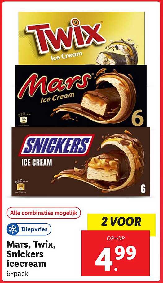 Mars, Twix, Snickers Icecream Aanbieding bij Lidl - FolderFeest.nl