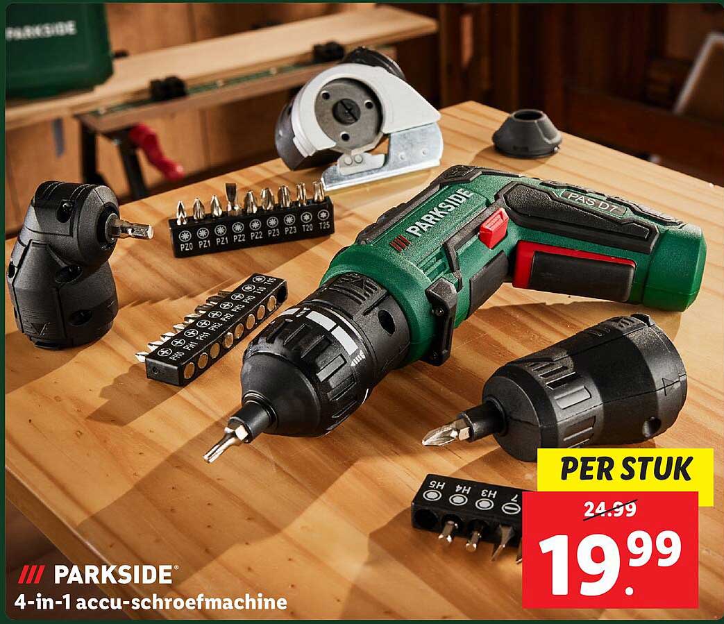 Parkside 4-In-1 Accu-Schroefmachine aanbieding bij Lidl