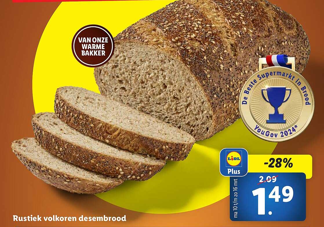 Rustiek Volkoren Desembrood Aanbieding bij Lidl - FolderFeest.nl